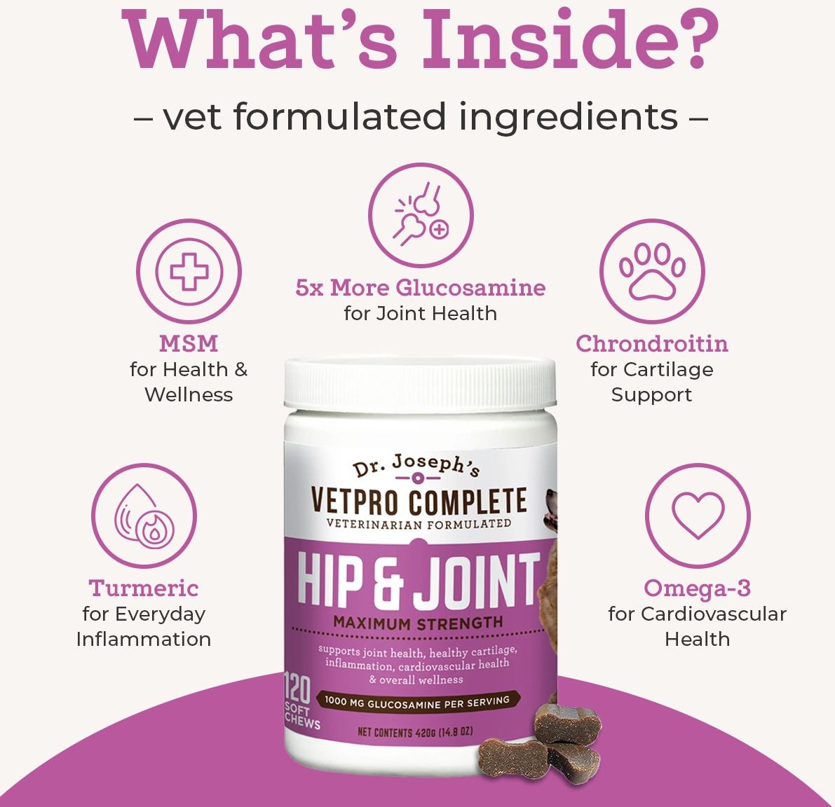 DR. JOSEPH'S VETPRO COMPLETE Chicken Flavored Hip & Joint Soft Chew ...