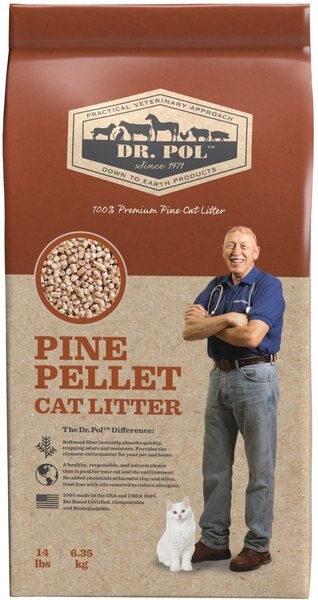Discontinued - DR. POL Litter Pine Pellet Cat Litter, 14-lb bag - Chewy.com