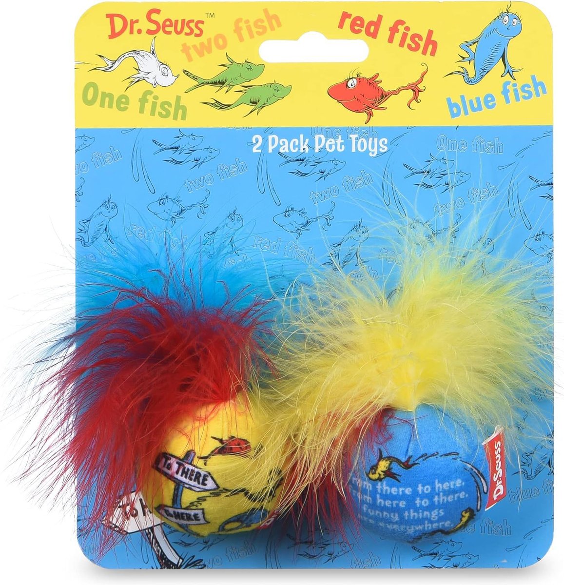 DR. SEUSS Fish Feather Ball Cat Toy, Multicolor, 2 count - Chewy.com