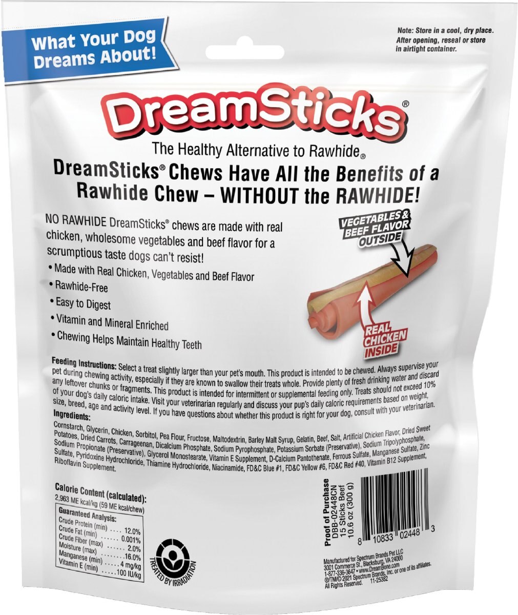 DREAMBONE DreamSticks Beef Chews Dog Treats, 15 count - Chewy.com