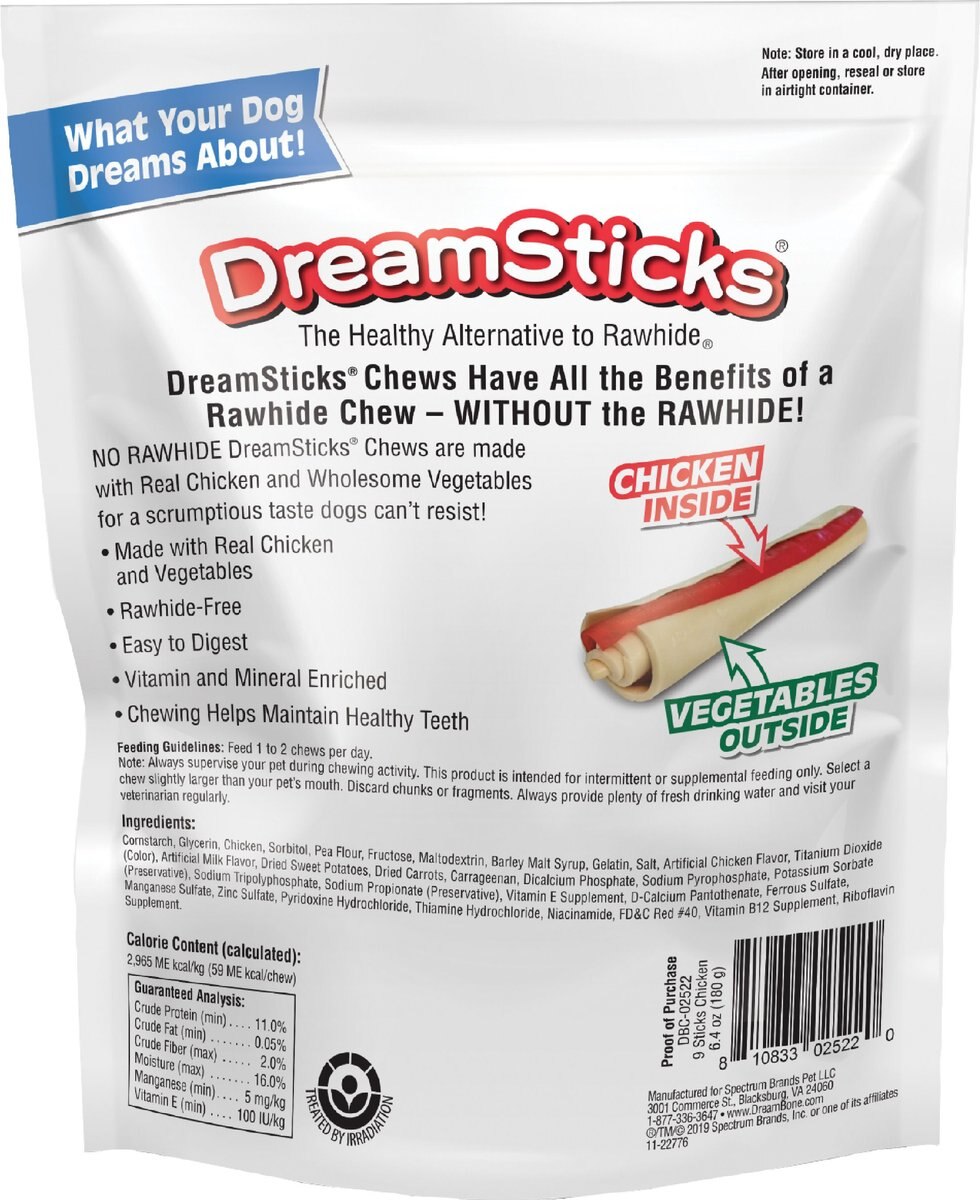 DREAMBONE DreamSticks Chicken Chews Dog Treats, 9 count - Chewy.com