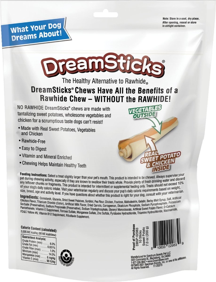 DREAMBONE DreamSticks Sweet Potato Chews Dog Treats, 10 count - Chewy.com