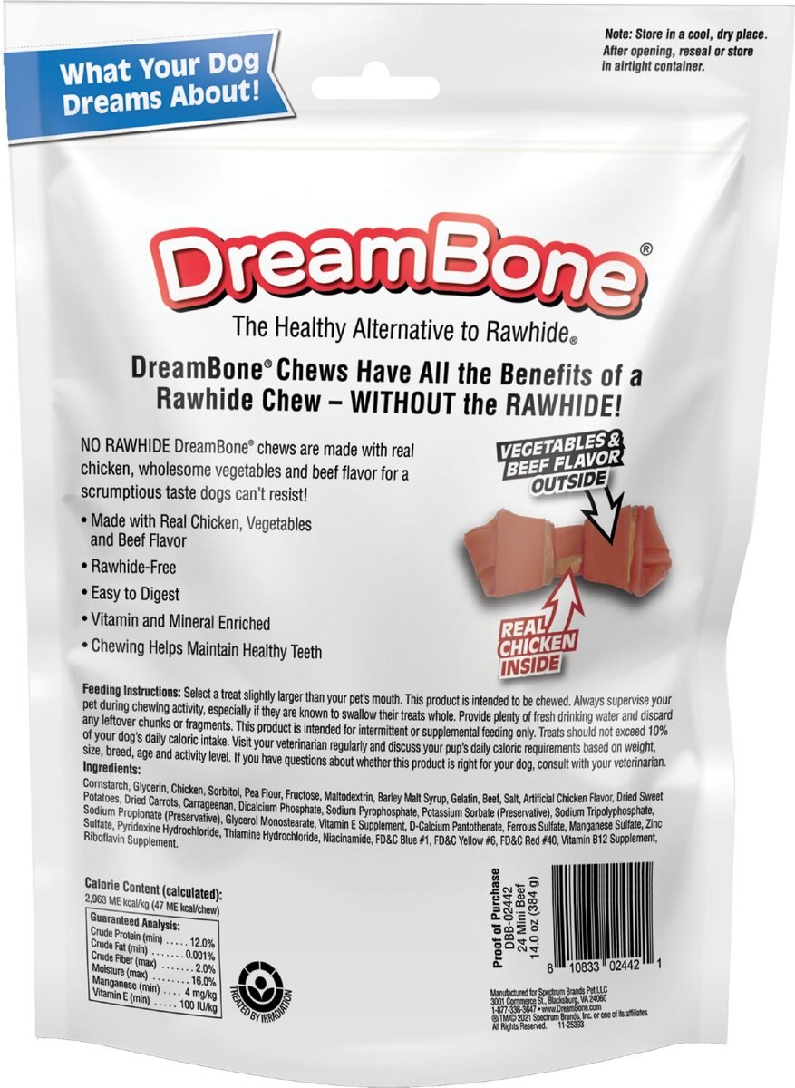 DREAMBONE Mini Beef Chew Bones Dog Treats, 24 count - Chewy.com