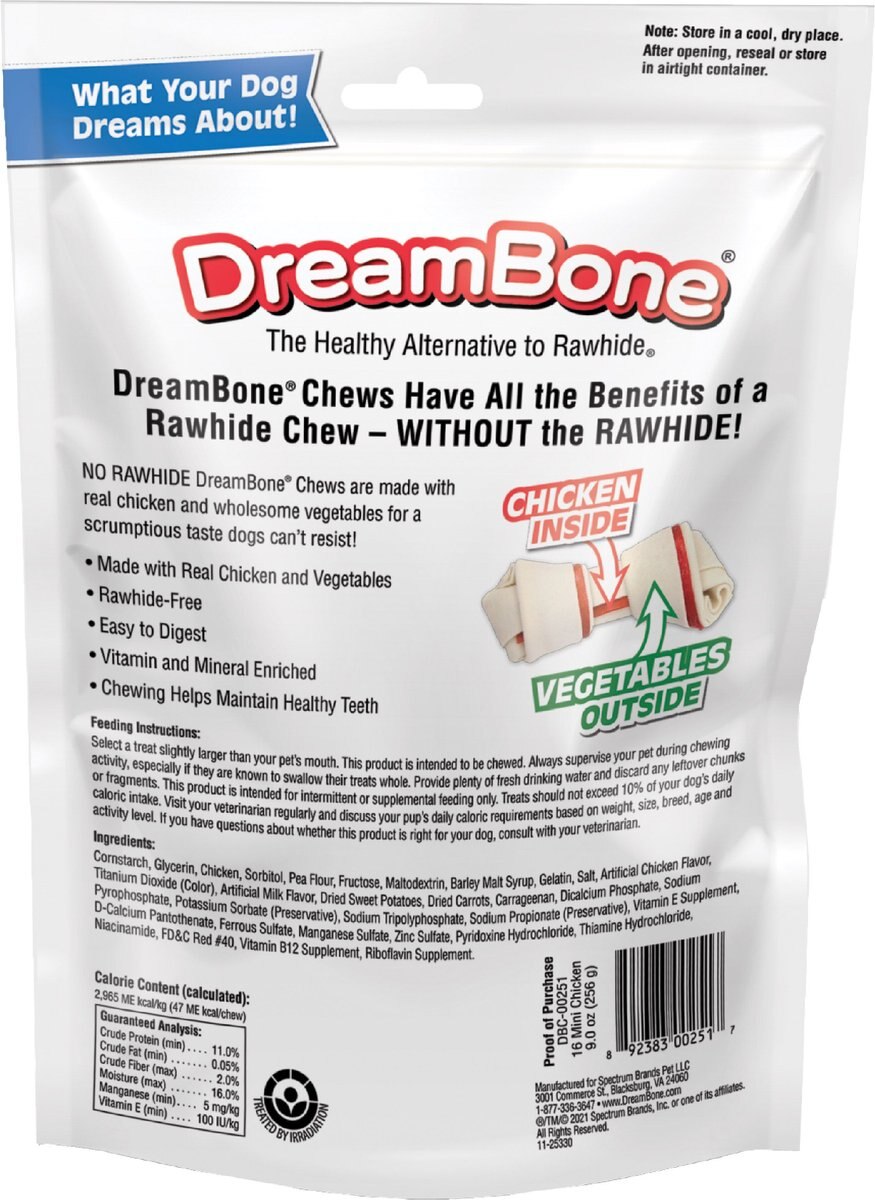 DREAMBONE Mini Chicken Chew Bones Dog Treats, 16 count - Chewy.com