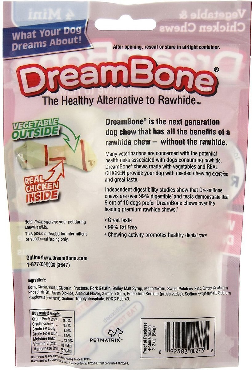 DREAMBONE Mini Chicken Chew Bones Dog Treats, 72 count - Chewy.com