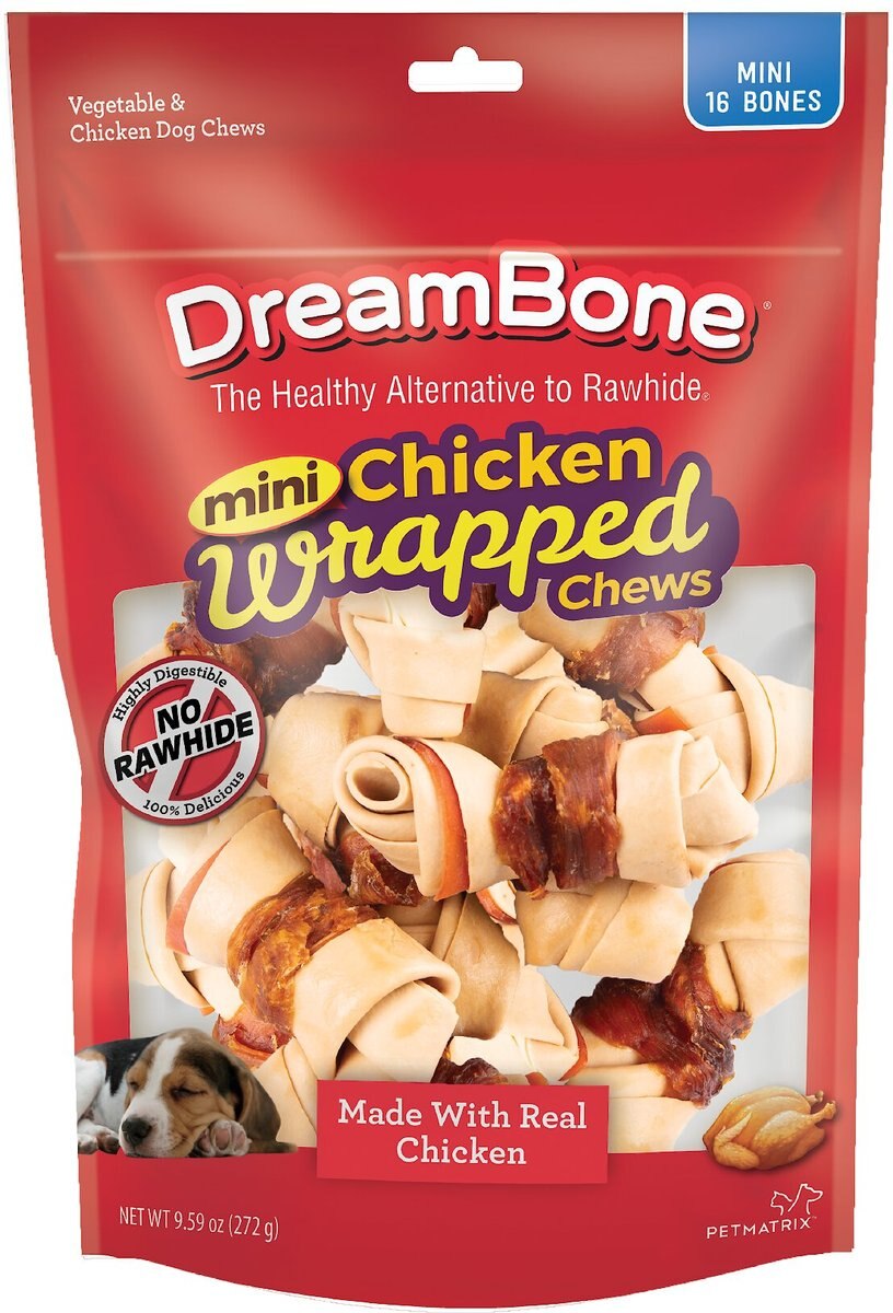 DREAMBONE Mini Chicken Wrapped Bones Dog Treats, 16 count - Chewy.com