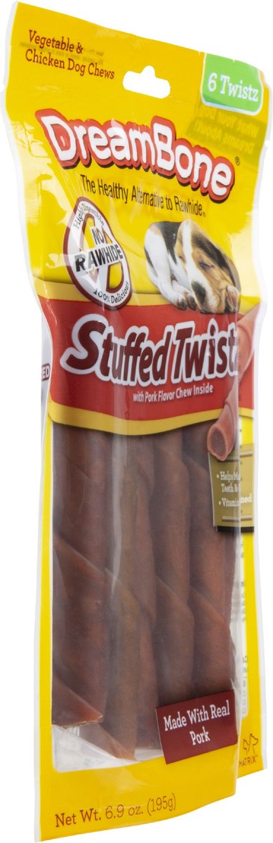 DREAMBONE Stuffed Twistz Pork Chews Dog Treats, 6 count - Chewy.com