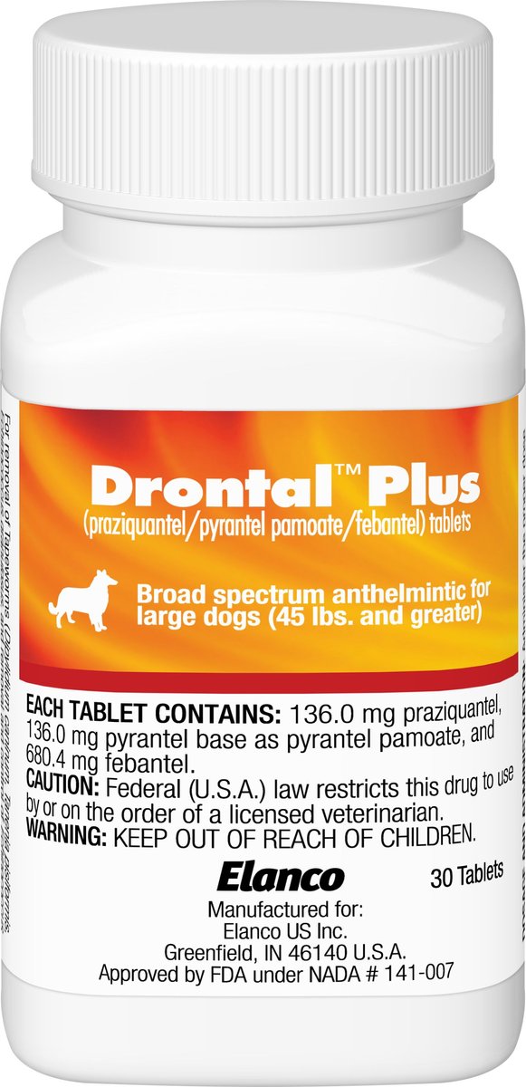 DRONTAL Plus Tablet for Large Dogs, over 45 lbs, 1 Tablet - Easy ...