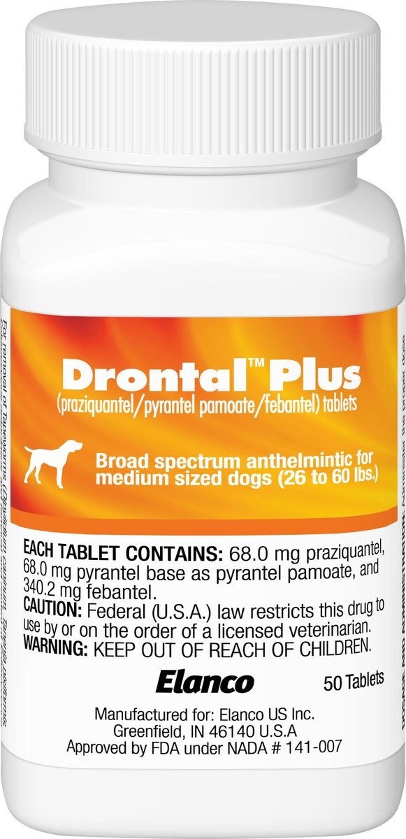 DRONTAL Plus Tablet for Medium Dogs, 26-60 lbs - Easy Refills | Chewy Rx