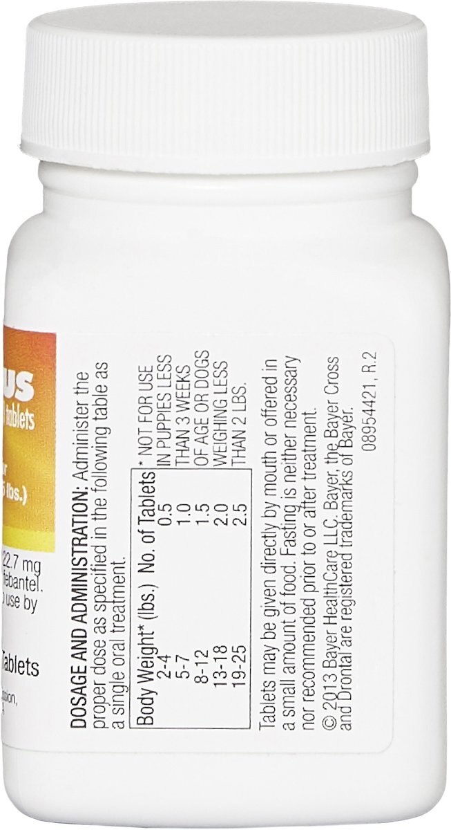 DRONTAL Plus Tablet for Small Dogs & Puppies, 2-25 lbs - Easy Refills ...
