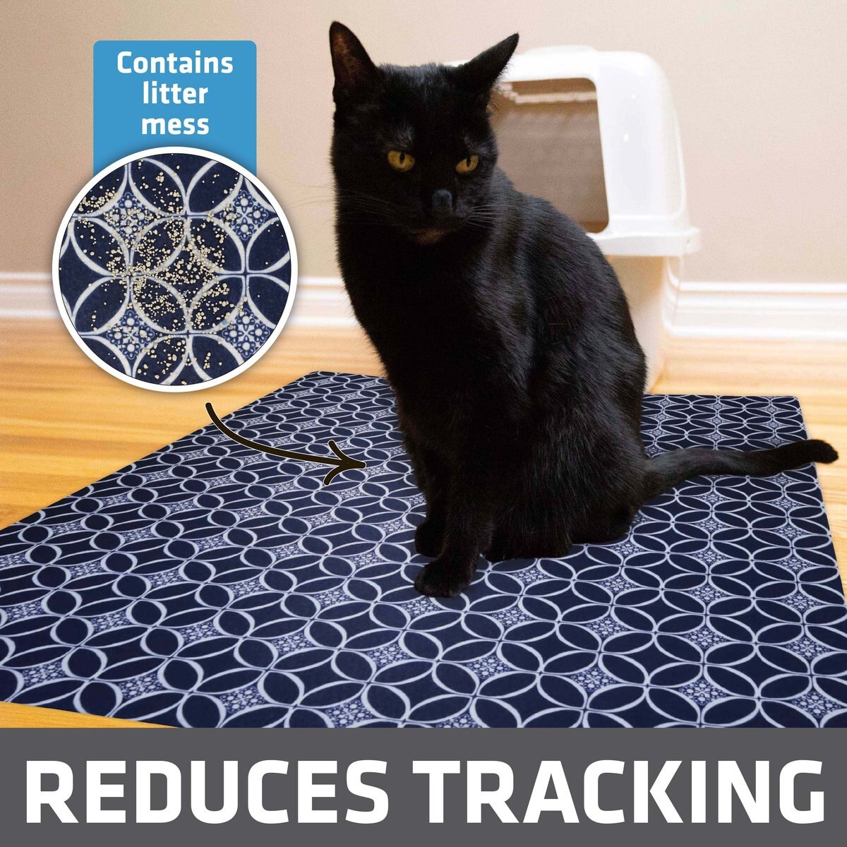 DRYMATE Protective & Decorative Cat Litter Mat, Indigo Blue, X-Large ...