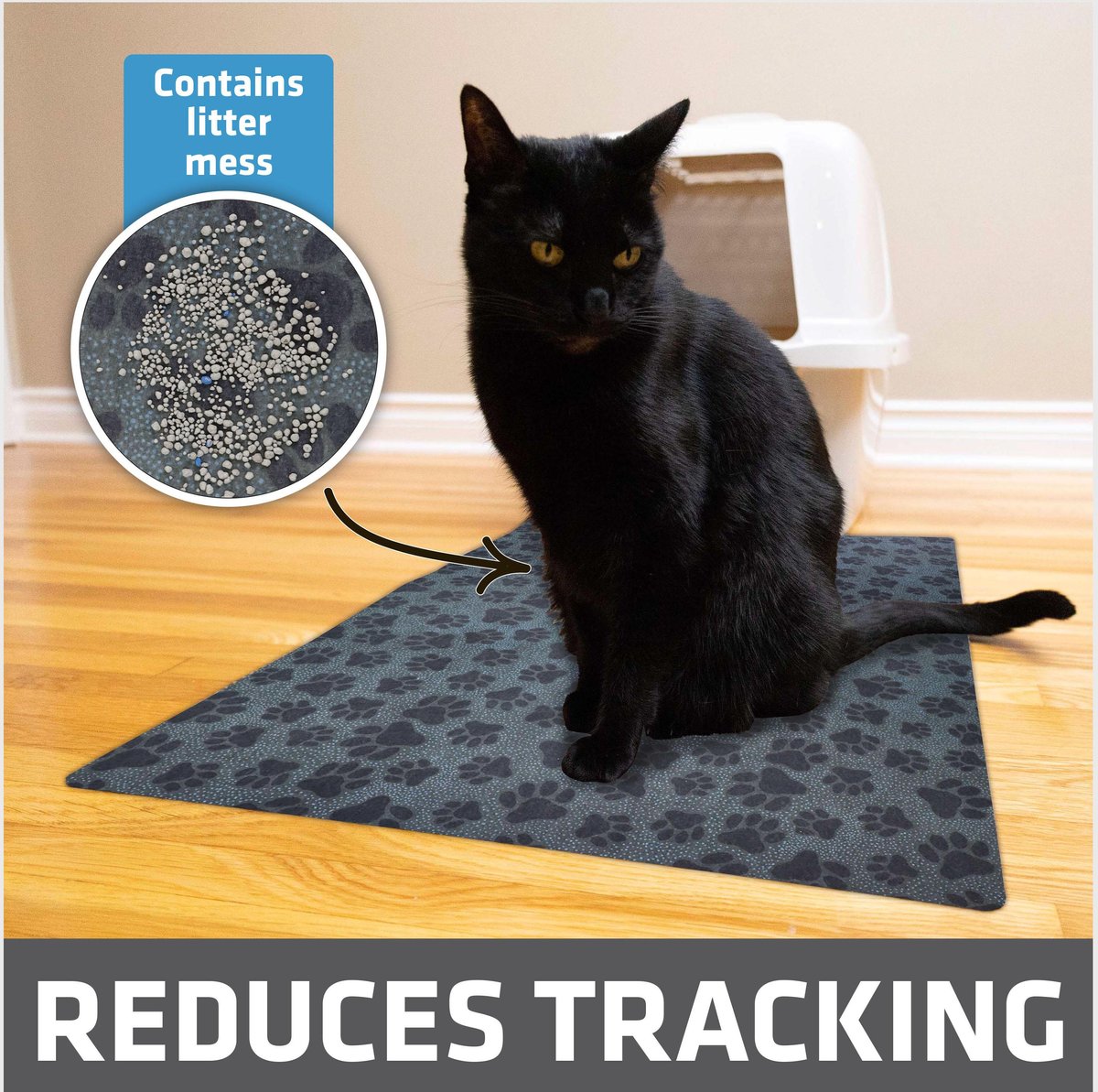 DRYMATE Protective & Decorative Cat Litter Mat, Paw Dots, Large, 20-in ...