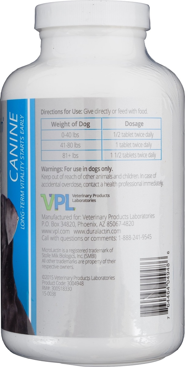DURALACTIN Canine Chewable Vanilla Flavored Tablet Dog Supplement, 180 ...