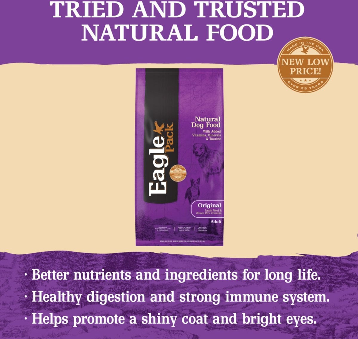 EAGLE PACK Original Adult Lamb Meal & Brown Rice Formula Dry Dog Food ...