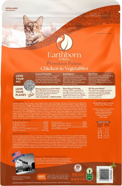 EARTHBORN HOLISTIC Primitive Feline Chicken & Vegetables Grain-Free Dry ...