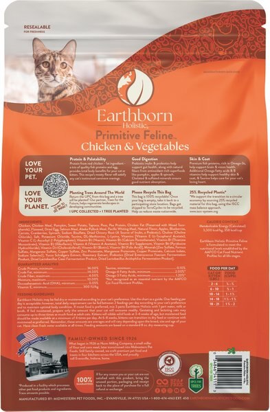 EARTHBORN HOLISTIC Primitive Feline Chicken & Vegetables Grain-Free Dry ...