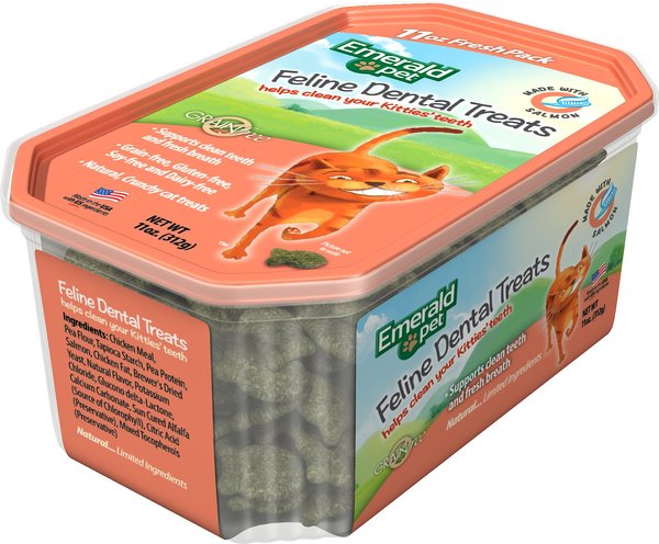 EMERALD PET Feline Dental Salmon Grain-Free Cat Treats, 11-oz bag ...