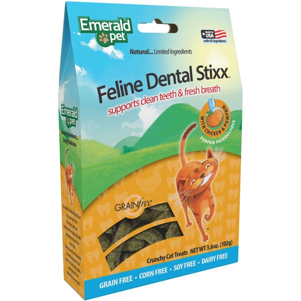 EMERALD PET Feline Dental Catnip Flavor Grain-Free Cat Treats, 3-oz bag ...