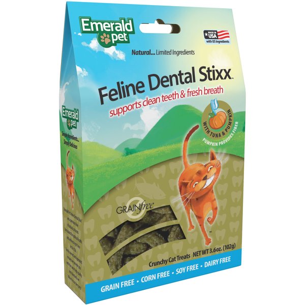 EMERALD PET Feline Dental Salmon Grain-Free Cat Treats, 3-oz bag ...