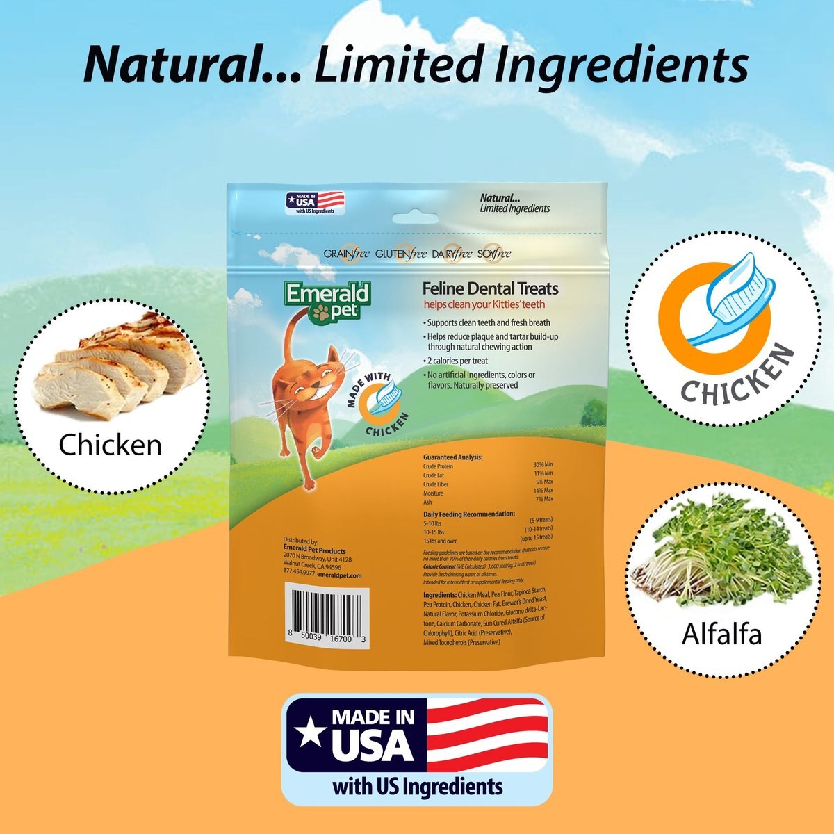 EMERALD PET Feline Dental Treats with Chicken Cat Treats, 32-oz bag ...