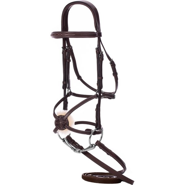 EQUINAVIA Saga Fancy Stitched Hunter Horse Bridle & Reins, Chocolate Brown, Pony - Chewy.com