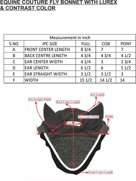 EQUINE COUTURE Horse Fly Bonnet with Silver Lurex, EC Navy/White, Cob ...