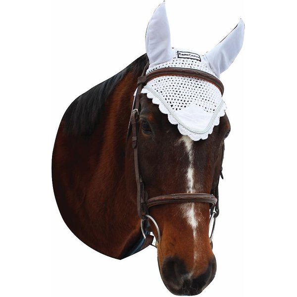 EQUINE COUTURE Horse Fly Bonnet with Crystals, White, Cob - Chewy.com