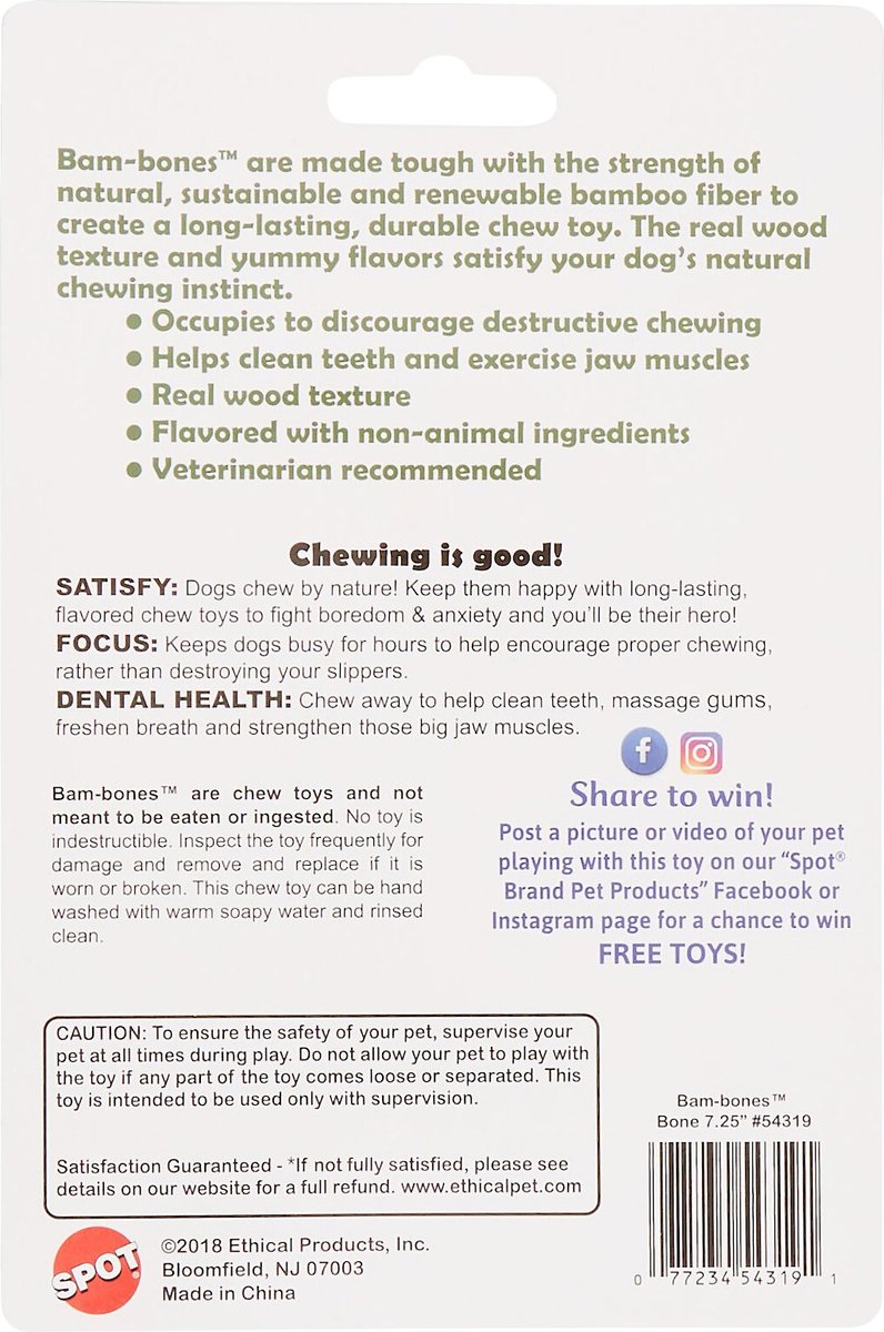 ETHICAL PET Bam-bones Bone Bacon Tough Dog Chew Toy, Large - Chewy.com