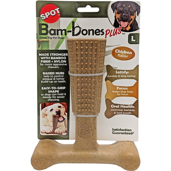 ETHICAL PET BambonePeanut Butter Flavored BoneDog Toy, Brown/Orange, 7 ...