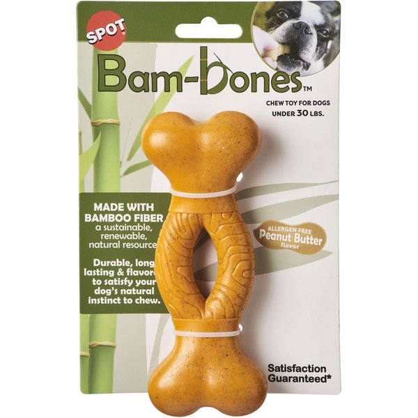 ETHICAL PET Bambone Nubby Bone Peanut Butter Flavored Dog Chew Toy, Tan ...