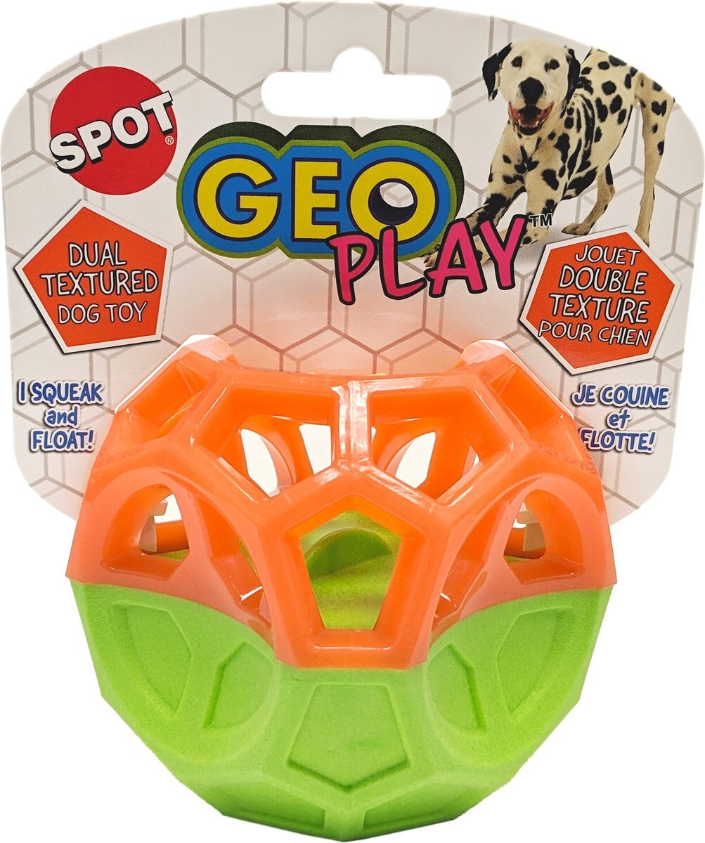ETHICAL PET Geo Play Dual Textured Squeaky Dog Chew Toy, Color Varies ...