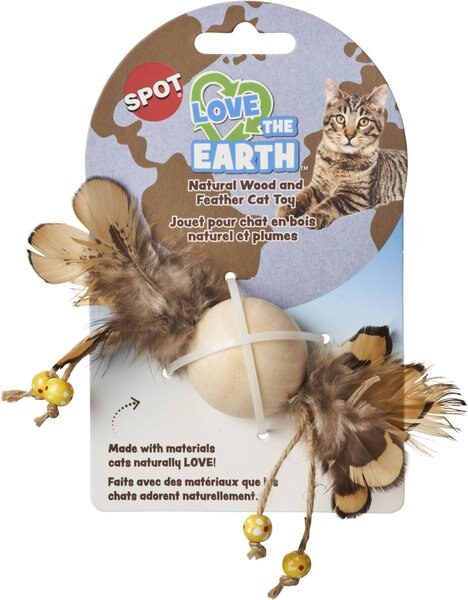 ETHICAL PET Love The Earth Wood Feather Plush Cat Toy, Assorted - Chewy.com