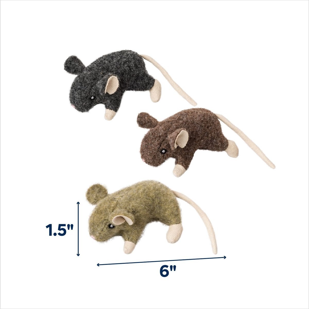 ETHICAL PET Wool Mouse Willie Cat Toy, Color Varies, 3.5-in, 1 count ...