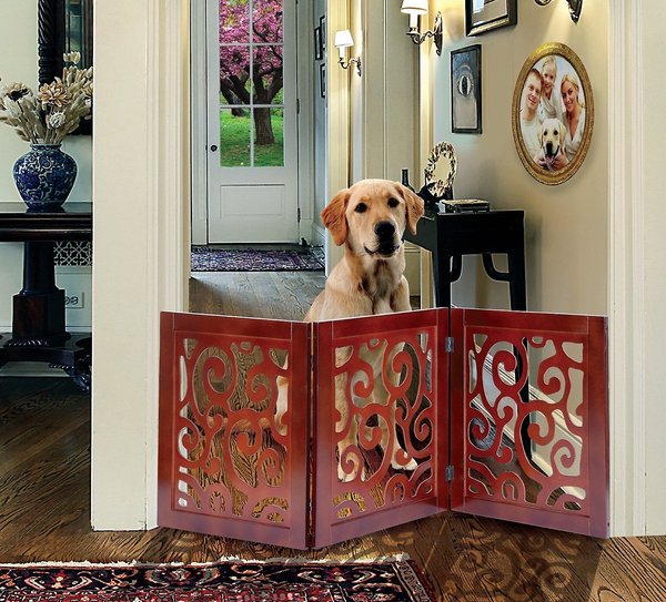 ETNA 3 Piece Adjustable Wooden Gate, Scrolled - Chewy.com