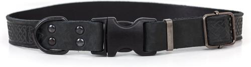 EURO-DOG Celtic Sport Style Luxury Leather Dog Collar, Black, Large ...
