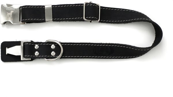 EURO-DOG Quick Release Leather Dog Collar, Black, X-Large: 16 to 26-in ...