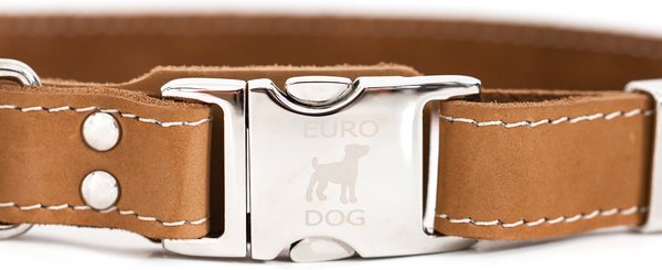 EURO-DOG Quick Release Leather Dog Collar, Tan, Medium: 12 to 18-in ...