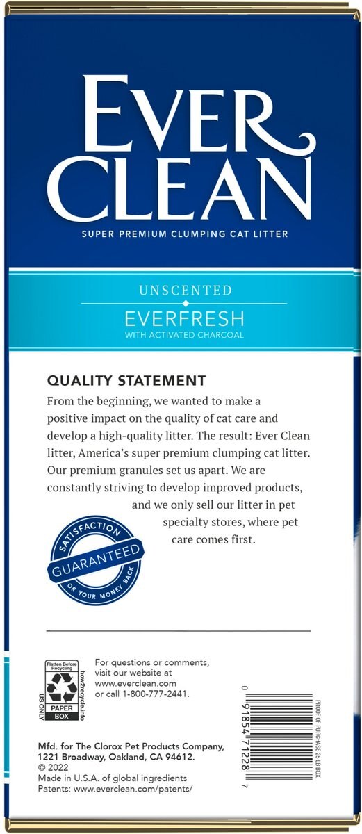 EVER CLEAN Everfresh Unscented Clumping Clay Cat Litter, 25-lb box - Chewy.com