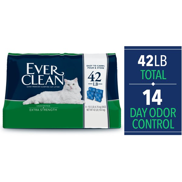 EVER CLEAN Extra Strength Unscented Clumping Clay Cat Litter, 10.5-lb ...