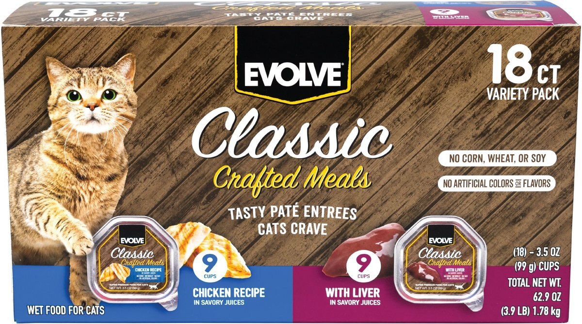 EVOLVE Classic Crafted Meals Chicken & Liver Recipe Variety Pack Pate ...
