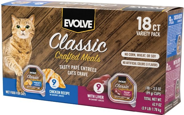 EVOLVE Classic Crafted Meals Chicken & Liver Recipe Variety Pack Pate ...