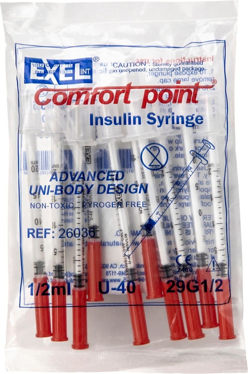 EXEL Comfort Point Insulin Syringes U-40 0.5-in x 29G, 0.5-cc - Easy ...