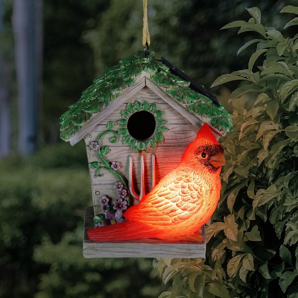 Discontinued - EXHART Solar Cardinal Hanging Bird House - Chewy.com