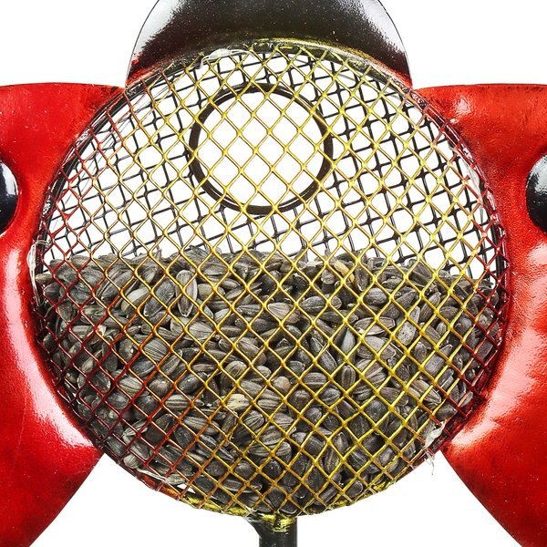 Discontinued - EXHART Solar Hand Painted Ladybug Metal Mesh Pellet Bird ...