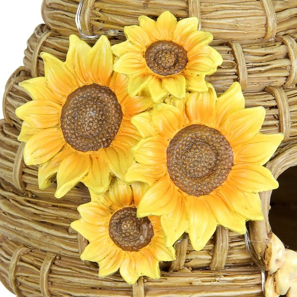 Discontinued - EXHART Solar Sunflower Hand Painted Bee Hive Hanging ...