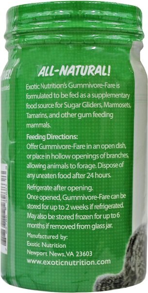 EXOTIC NUTRITION Gummivore-Fare Original Sugar Glider Food, 8-oz jar ...