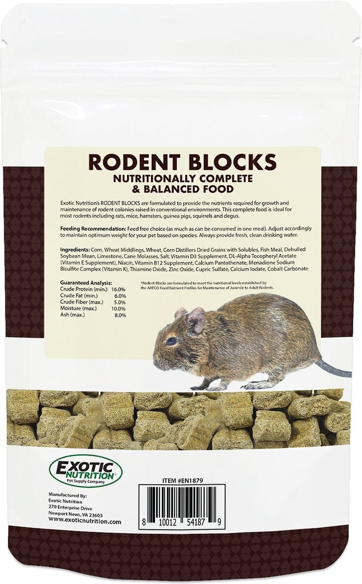 EXOTIC NUTRITION Rodent Blocks Small Animal Food, 1-lb bag - Chewy.com