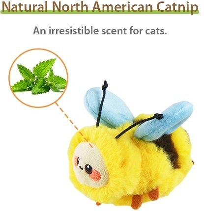 EYS GiGwi Dance & Chirp Bee Catnip Infused Motion-Activated Cat Toy, Yellow - Chewy.com