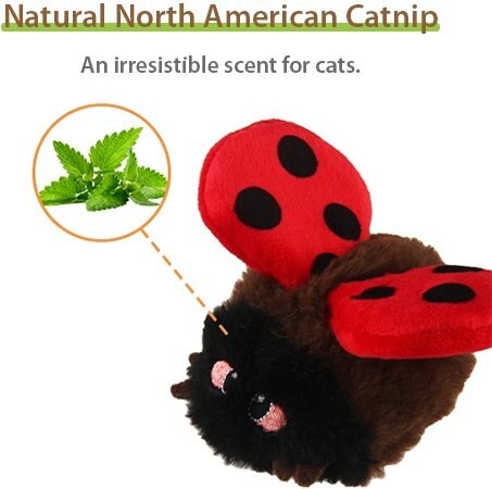 EYS GiGwi Dance & Chirp Ladybug Catnip Infused Motion-Activated Cat Toy ...
