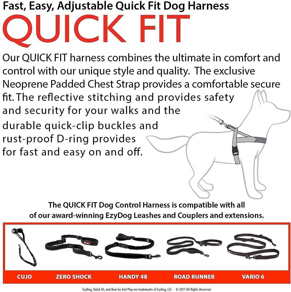 EZYDOG Quick Fit Dog Harness, Black, Large - Chewy.com